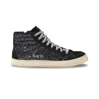 P448 Glitzernde schwarze High-Top Sneakers - - Shoes - Damen - Schwarzk - 36 EU