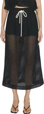 Access Fashion Access Fashion, Femme, Jupes, Noir, Taille: 38 FR Gonna longuette in maglia traforata culotte