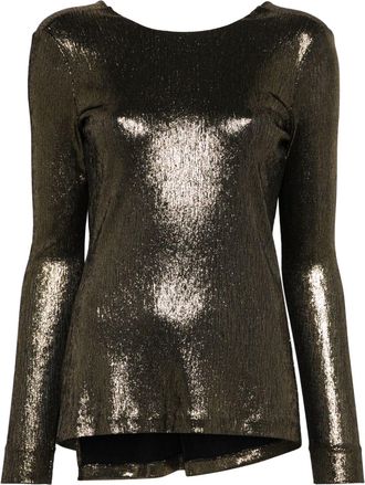 Twin-Set Laminierte Bluse mit Knotendetail - Gold