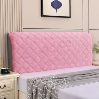 Generic Elastischer Samt-Quilt Kopfteilbezug, Haustierfreundlicher Kopfteilbezug f&uuml;r Doppelbett, Kratzfester Staubschutzbezug f&uuml;r Schlafzimmer Dekoration Rosa