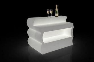 KLORIS Bar Reception Desk Workstation with LED Lighting Cold White Light Made in Italy 145 x 88 x 110 cm H