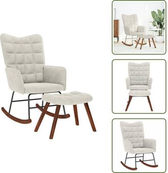 vidaXL Schaukelstuhl mit Hocker Creme Samt - Schaukelstuhl Mit Hocker - Schaukelst&uuml;hle Mit Hockern - Stuhl - Schaukelstuhl