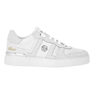Philipp Plein unisex, Chaussures, Blanc, Taille: 44 EU Nubuck Low Top Baskets Cocco