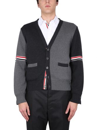 Thom Browne V-Neck Cotton Cardigan - Gray