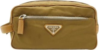 Prada Sac pochette Pre-owned Re-Nylon logo triangle - Femme - Pre-owned - Brun - Taille: ONE Size