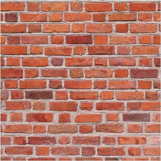 Wallario XXL Outdoor-Poster für Garten oder Balkon Rote Ziegelsteinwand - Backsteine, Motivbanner Größe: ca. 180 x 180cm, 2-teilig, Outdoor-Bild