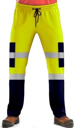 Noroze Pantalon de Travail Haute visibilité pour Homme avec Bande Fluorescente réfléchissante Grise Haute visibilité, Poche latérale (XXL, Style 3 : Vert Flu