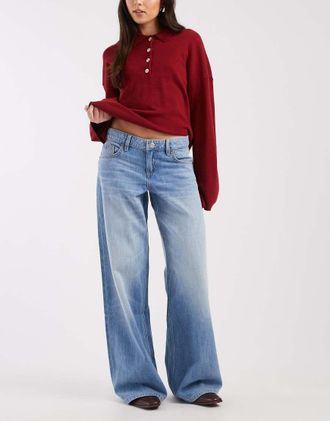Cotton On Weite Jeans in Fairlight-Blau mit Ziernaht und niedrigem Bund