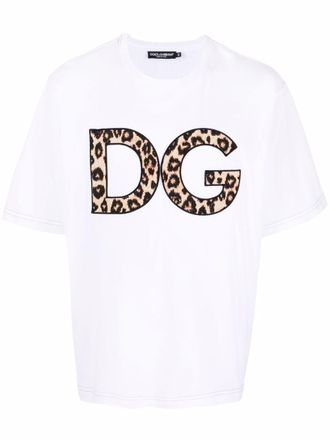Dolce & Gabbana T-Shirt mit DG-Leoparden-Patch - Wei&szlig;
