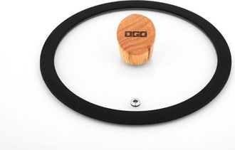 Ogo Living Couvercle en verre avec poignée en bois 18 cm - 7930266 - couvercle résistant aux chocs avec poignée en chêne brut et joint en silicone