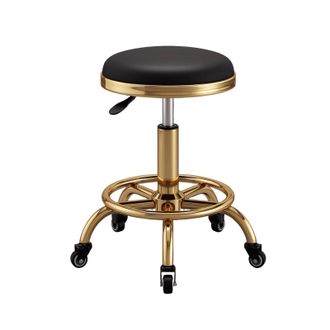 Generic Küchenhocker Höhenverstellbar 44-58 cm Hocker mit Rollen für Die Werkstatt Gitarrenhocker Dickes Sitzkissen für Zuhause, Lager und Geschäft(Gold)