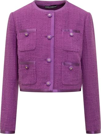 Dolce & Gabbana Femme, Vestes, Violet, Taille: 40 FR Rachel Tweed Jacket