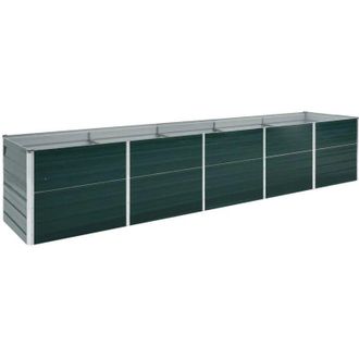 vidaXL Vidaxl - Lit sur&eacute;lev&eacute; de jardin Acier galvanis&eacute; 400x80x45 cm Vert