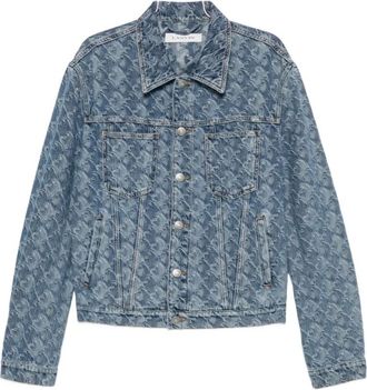 Lanvin Homme, Vestes, Bleu, Taille: XL Veste en jean &agrave; jacquard monogramme