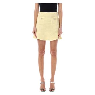 Self Portrait Femme, Jupes, Jaune, Taille: 40 FR Mini-jupe texturée en maille