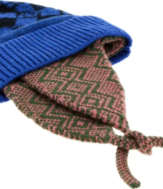 Dries Van Noten Mens Embroidered Wool Marvin Beanie Hat Kingblue Exterior: Cappelli