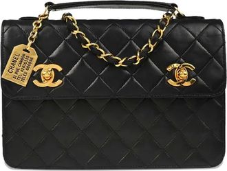 Chanel 1990 gesteppte Schultertasche mit Kettenriemen - Schwarz