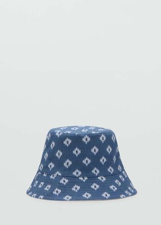 Mango Chapeau 100% lin imprim&eacute; bleu marine - Homme - Taille unique - MANGO MAN