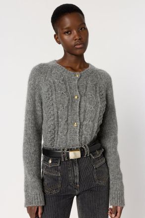 Gerard Darel Gilet &agrave; torsades et boutons dor&eacute;s - ELIANE - Gris Chin&eacute;