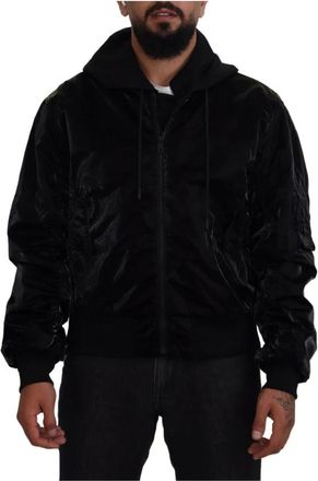 Dolce & Gabbana Homme, Sweatshirts et sweats à capuche, Noir, Taille: M Veste Bomber à Capuche Noire