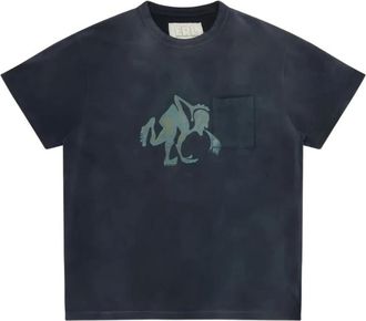 ERL Erl, Homme, Tops, Bleu, Taille: XL Chest Pocket Graphic T-Shirt