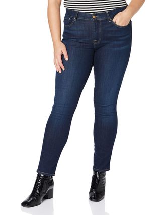 7 For All Mankind Womens Roxanne Jeans, Dark Blue, 31