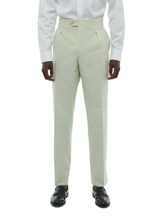 Fursac Pantalon ajust&eacute; en seersucker &agrave; rayures - Taille 38 - Homme
