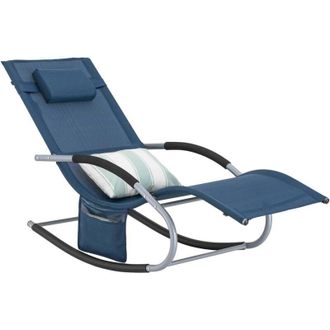 SoBuy SoBuy Chaise Longue Transat Pliable Jardin Aluminium - Bain de Soleil Ergonomique &agrave; Bascule Relax - Fauteuil Ext&eacute;rieur Confortable Plage pour