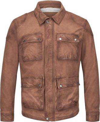 Milestone Lederjacke MSLennard aus Lammnubuk in Fieldjacket-Optik in