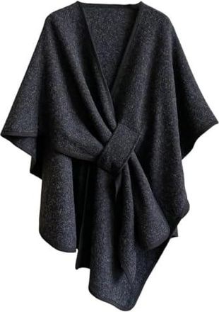 Generic The Fleece Drape Ch&acirc;le Poncho Doux Ouvert sur le Devant Femme &Eacute;l&eacute;gant Ch&acirc;le Wrap Pull pour Printemps Automne Hiver, Noir, Taille unique