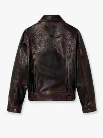 Golden Goose Womens Leather Jacket Palmer Beige