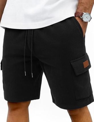 iClosam Velours C&ocirc;tel&eacute; Short Homme Casual Chino Corduroy Shorts Court Homme Short Cargo Casual Court Shorts Ete Bermuda Pantalon avec Poches