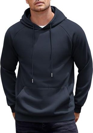 Coofandy Sweat &agrave; Capuche Hommes Hoodie Manches Longues Pull Chaud Sweat &agrave; Capuche Sweatshirt dhiver Doubl&eacute; Pull Hommes Hoody avec Poche Bleu Marine XL