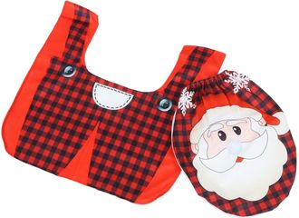 Garneck Weihnachtliches Toilettenset 2 St&uuml;ck mit Weichem Vlies Toilettensitzbezug und Rutschfester Toilettenbodenmatte Hautfreundlich f&uuml;r Standardtoiletten Fe