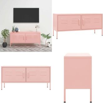 vidaXL Vidaxl - TV-Schrank Rosa 105x35x50 cm Stahl - tv Schrank - Rosa - Metallregal - Fernsehtisch - Livingroom Dekoration - Home & Living