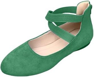 Generic Ballerines et escarpins avec sangles pour femme - Mocassins en daim avec sangle de cheville pour femme - Mocassins plats en cuir souple - Sandales &eacute;la