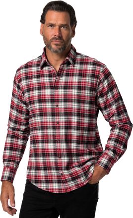JP1880 Herren gro&szlig;e Gr&ouml;&szlig;en &Uuml;bergr&ouml;&szlig;en Menswear L-8XL Karo-Flanellhemd, Langarm, Kentkragen, Modern Fit, bis 8 XL Purpurrot 3XL 831529546-3XL