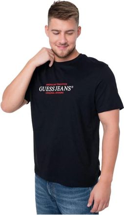 Guess Logo Baumwoll-T-Shirt - - Tops - Herren - Schwarzk - XL