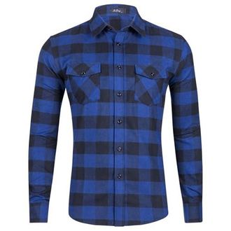 Generic Chemises habill&eacute;es &agrave; carreaux pour homme, coupe r&eacute;guli&egrave;re, formelles, manches longues, flanelle, d&eacute;contract&eacute;es, &agrave; carreaux tartan, chemises de b&ucirc;chero
