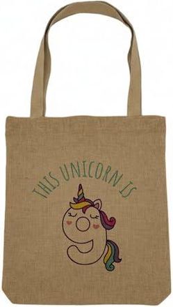 Fabulous Sac Shopping Tote Bag Aspect Lin - This Unicorn is 9 Celebration Birthday Party Gift Magical Fantasy - Sac de Courses Toile Epaisse 360g Beige Naturel