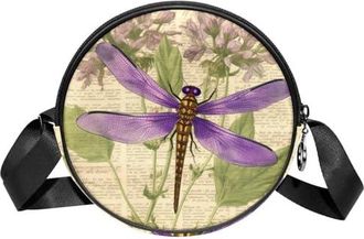 Generic Sac &agrave; bandouli&egrave;re Circle pour femme, petit sac &agrave; bandouli&egrave;re violet avec fermeture &eacute;clair, bretelles r&eacute;glables, sac &agrave; main rond d&eacute;contract&eacute; pour femme
