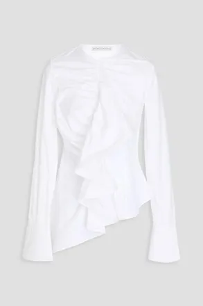 Palmer//harding Oberteil aus Baumwollpopeline mit R&uuml;schen - Wei&szlig; - UK 10