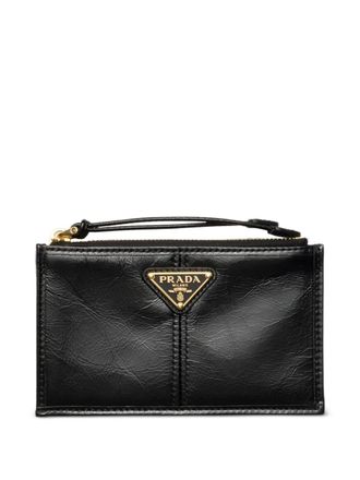 Prada porte-cartes en cuir - Noir