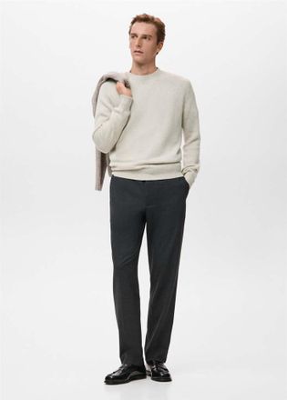 Mango Pull col c&ocirc;tel&eacute; en laine m&eacute;lang&eacute;e &eacute;cru - Homme - XXL - MANGO MAN