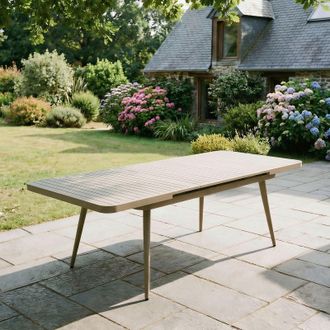 IDIMEX Gartentisch Sunny, Champagner - Outdoor Tisch ausziehbar bis 200cm, pulverbeschichtetes Aluminiumgestell, wetterfest & UV-best&auml;ndig, ideal f&uuml;r Garten 