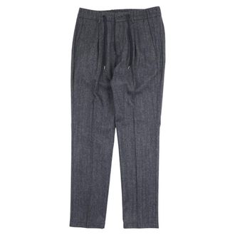 Herno Hose aus Fischgr&auml;t-Wollflanell - - Trousers - Herren - Blau - S