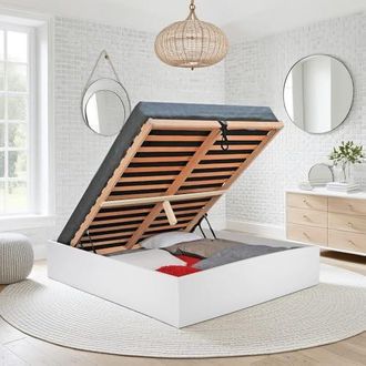 Weber Industries Lit Coffre Bilbao 160x200 cm + sommier/Blanc