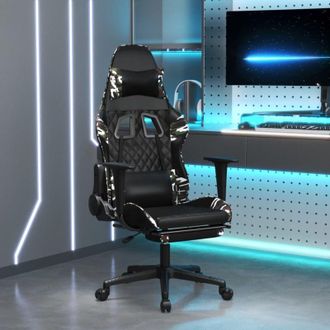 vidaXL Gaming-Stuhl mit Fu&szlig;st&uuml;tze Schwarz und Tarnfarben Kunstleder vidaXL967516