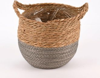 Sch&ouml;ner Leben Korb aus Seegras zweifarbig rund mit Henkeln Natur grau Verschiedene Gr&ouml;&szlig;en, Motiv/Gr&ouml;&szlig;e:Mini