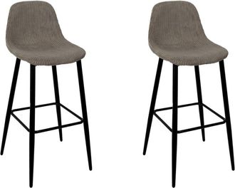 The Home Deco Factory The Home Deco Factory - Lot de 2 chaises de bar en velours côtelé taupe - tako